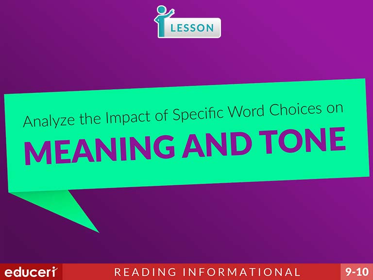 Analyze the Impact of Specific Word Choices on Meaning and Tone ...